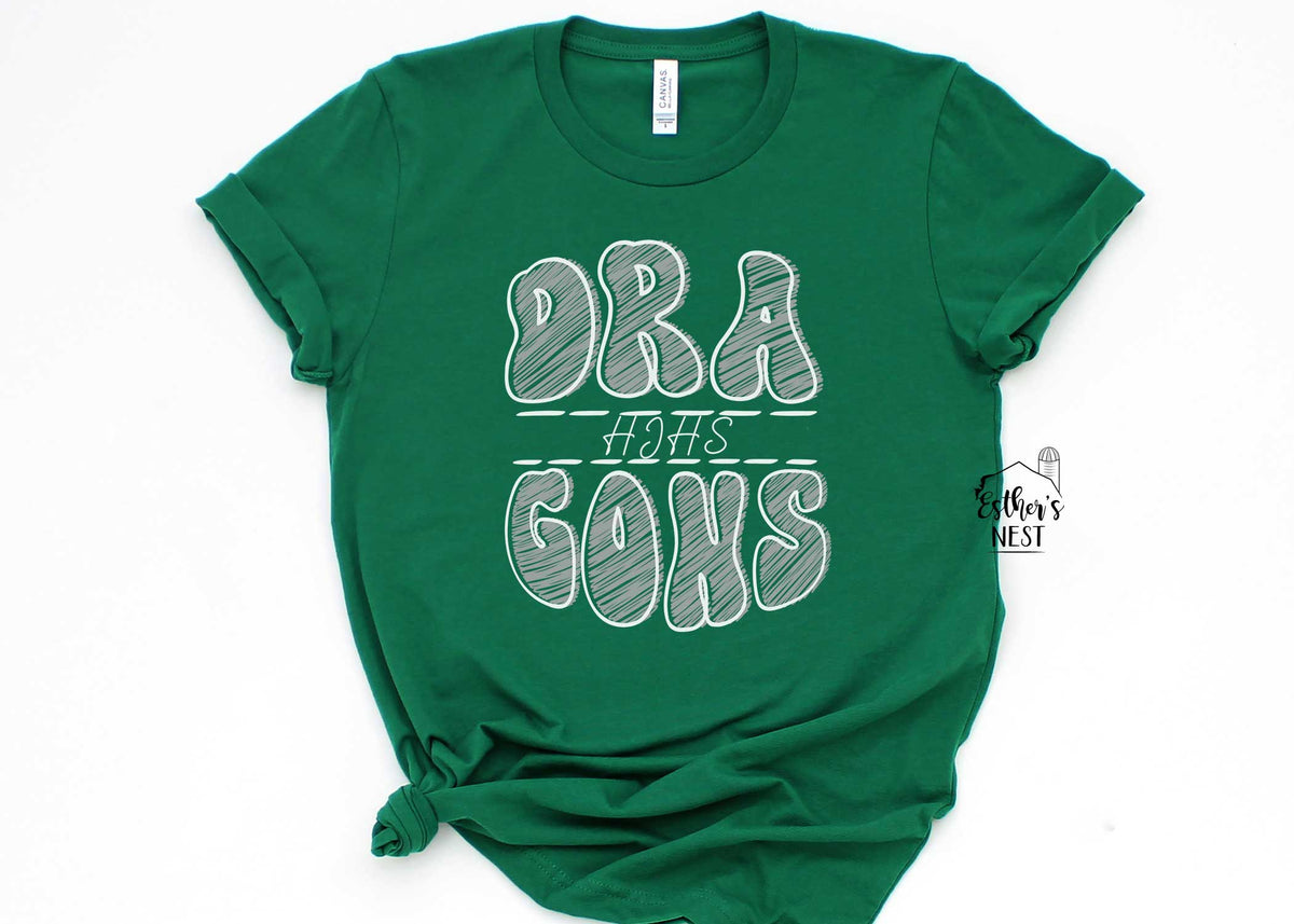 DRAGONS Bubble Letter Spirit Wear Adult Tee | HJHS Dragons | Spirit We ...