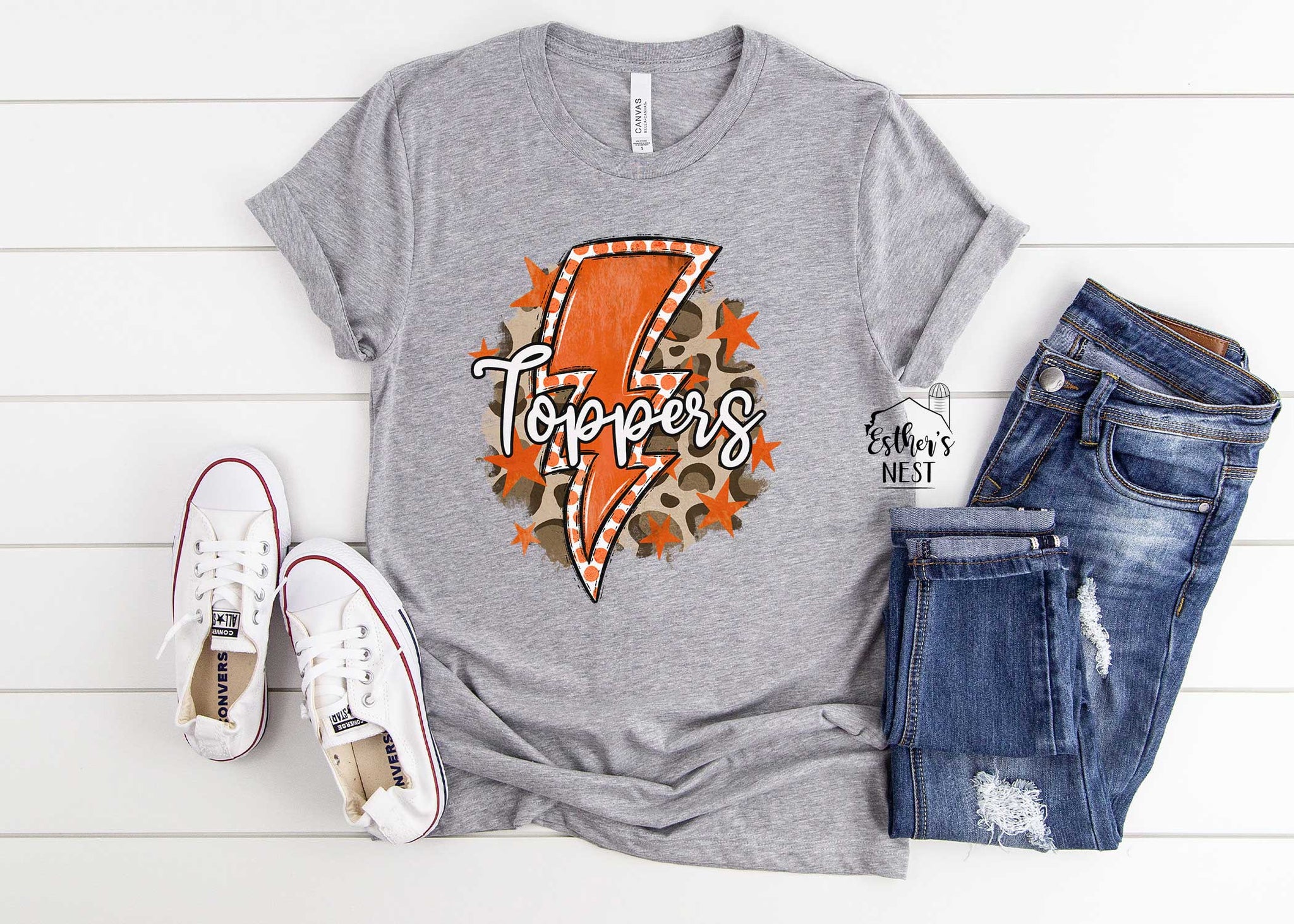 Toppers Leopard Lightening Bolt Spirit Wear Adult Tee | Hillsboro Topp ...